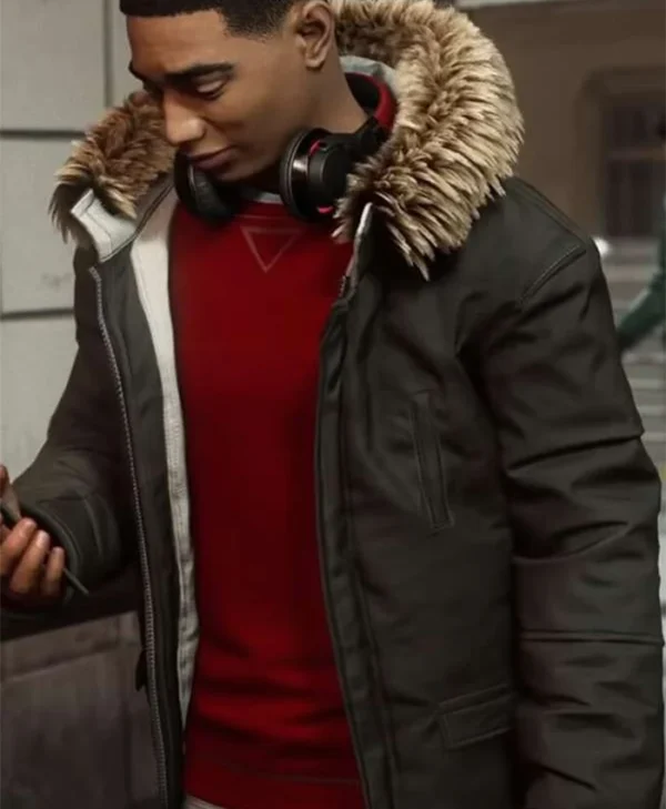 Spider-Man Miles Morales Fur Hooded Parka Jacket