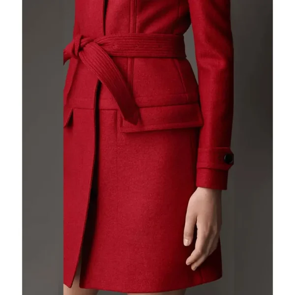 Women’s Red Structured Boiled Wool Coat - Black Leather Jacket Era