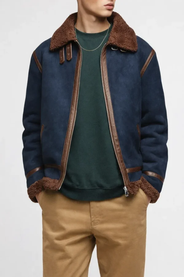 Dean Ambrose Blue Suede Shearling Jacket