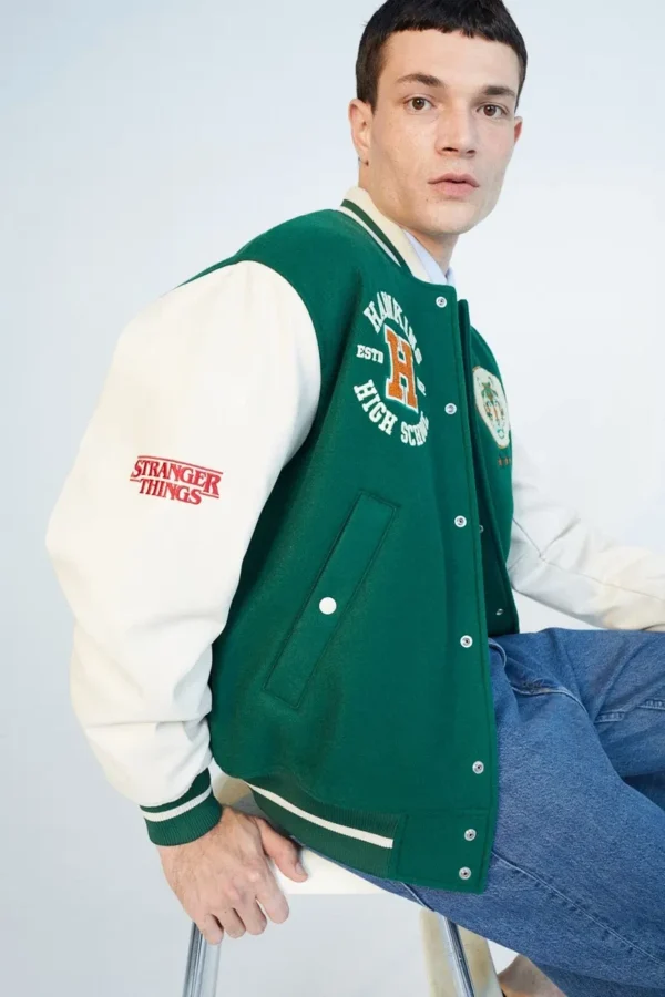 H&M X Stranger Things Hawkins Tigers Varsity Jacket
