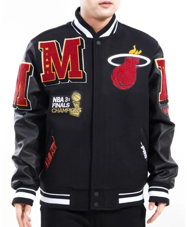 Miami Heat Mashup Logo Black 2026 Varsity Jacket